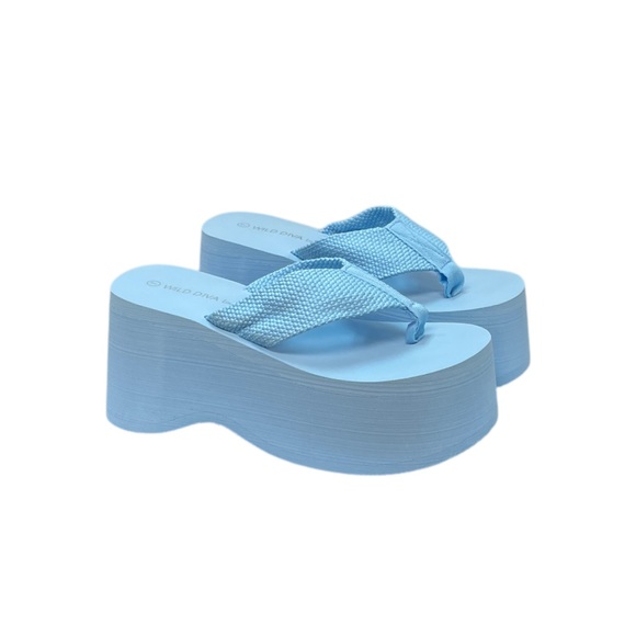 Wild Diva | Shoes | Wild Diva Light Blue Platform Sandals | Poshmark